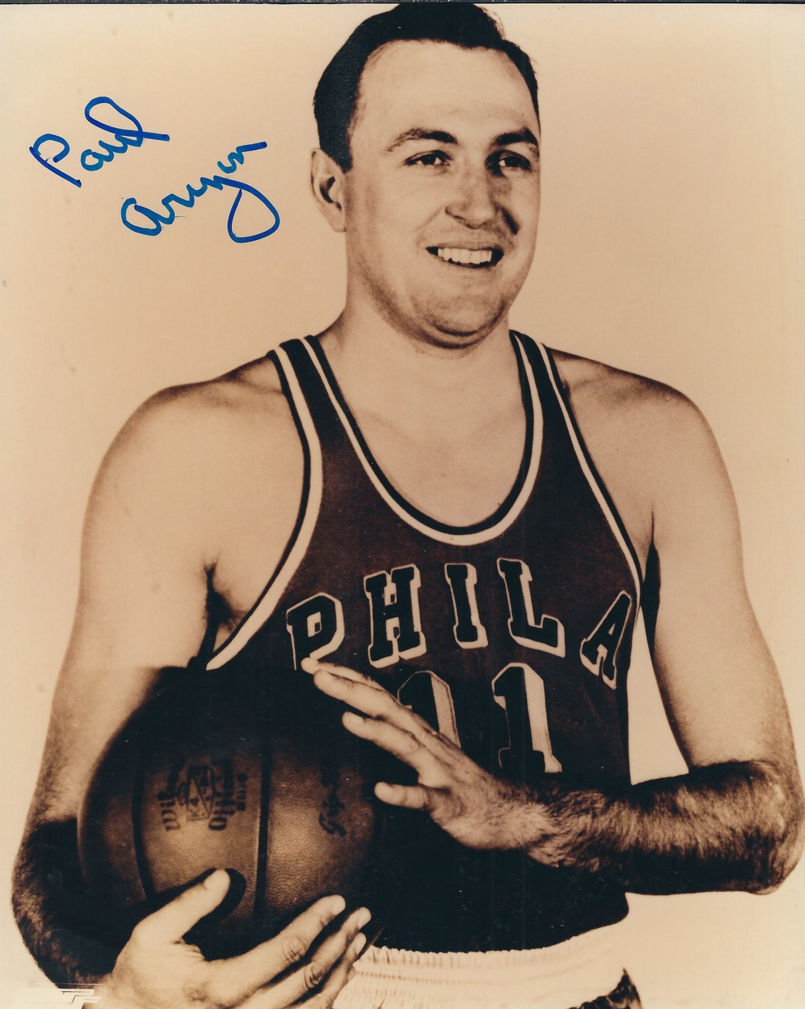 Autographed PAUL ARIZIN 8X10 Philadelphia Warriors Photo - Main Line ...