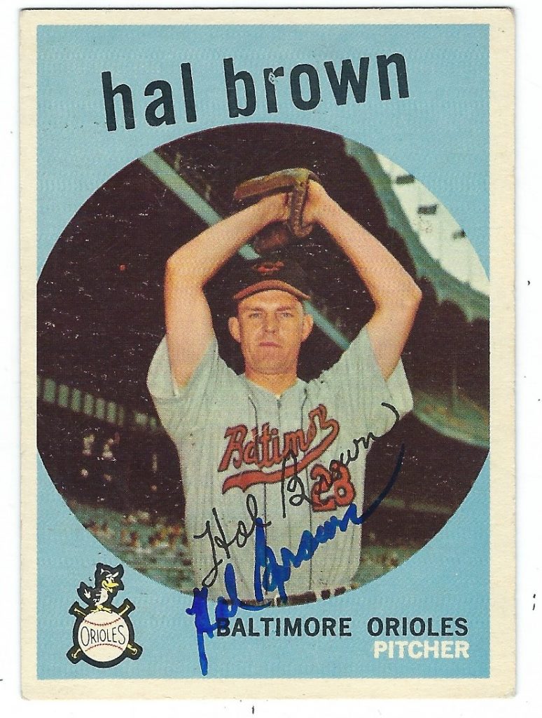 Autographed 1959 HAL BROWN Topps Card - Main Line Autographs
