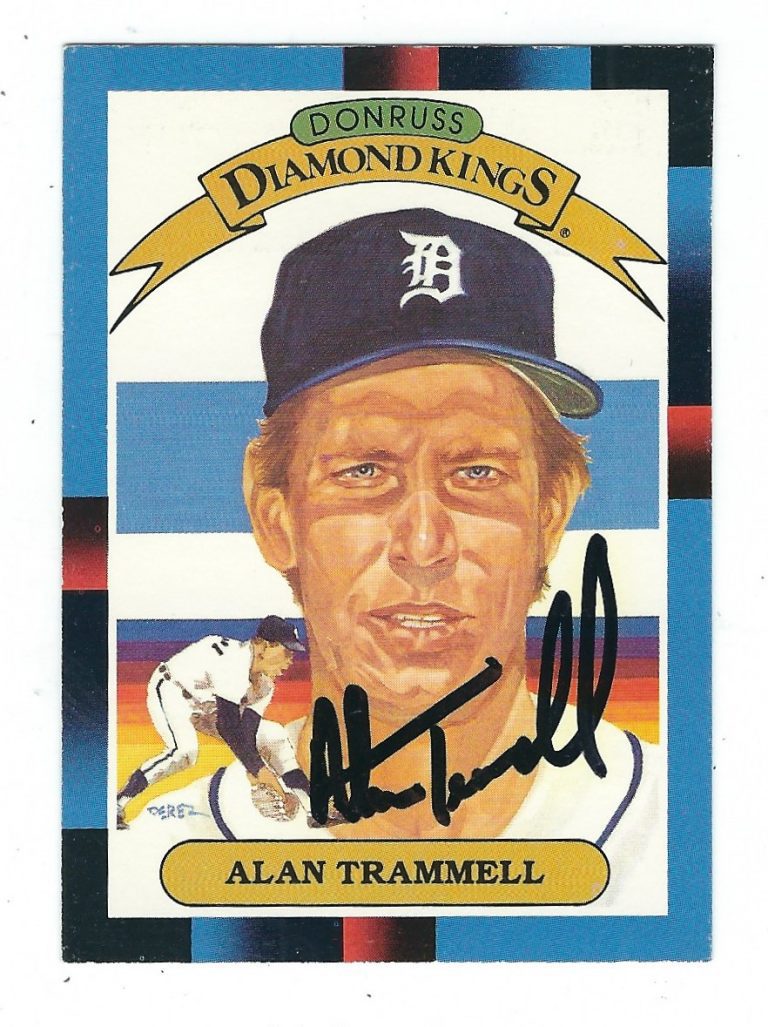 Autographed ALAN TRAMMELL 1988 Donruss Diamond King - Main Line Autographs
