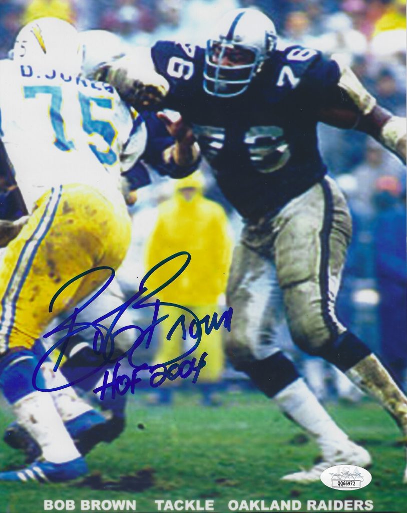 Autographed BOB BROWN 8x10 Oakland Raiders photo JSA - Main Line Autographs
