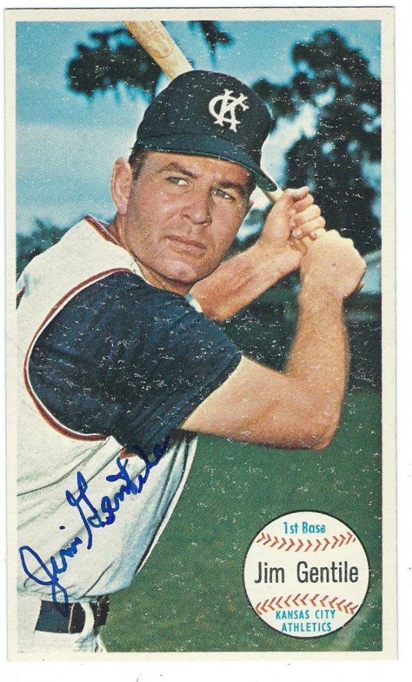 Autographed JIM GENTILE 1964 Topps Giant Card - Main Line Autographs