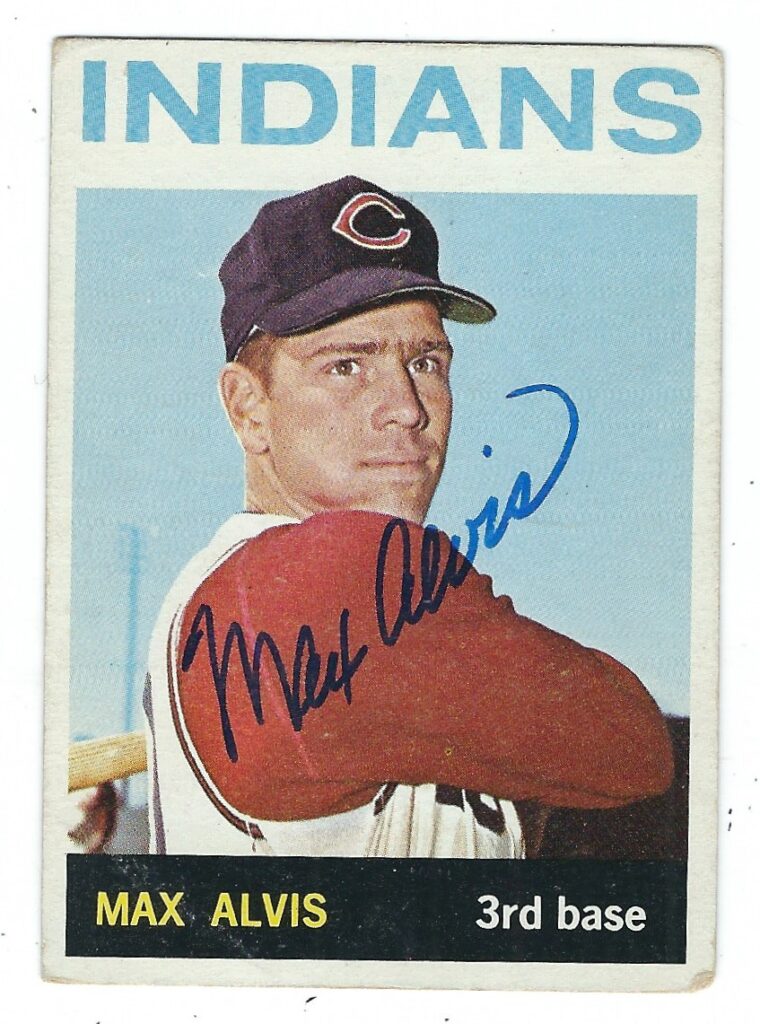 Autographed MAX ALVIS 1964 Topps Card - Main Line Autographs