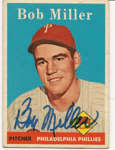 Autographed BOB MILLER 1958 Topps Card - Main Line Autographs