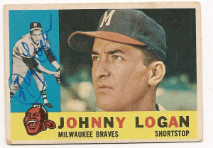 Autographed JOHNNY LOGAN 1960 Topps Card - Main Line Autographs
