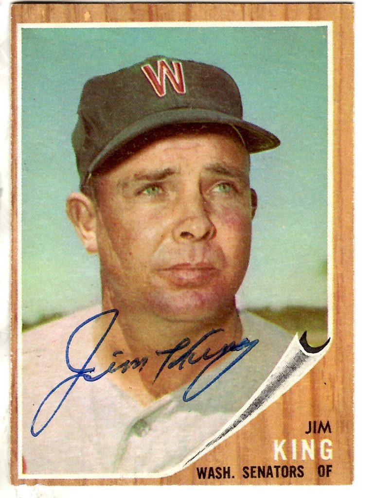 Autographed JIM KING 1962 Topps Card - Main Line Autographs