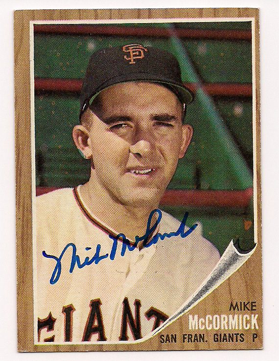 Autographed MIKE MCCORMICK 1962 Topps Card - Main Line Autographs