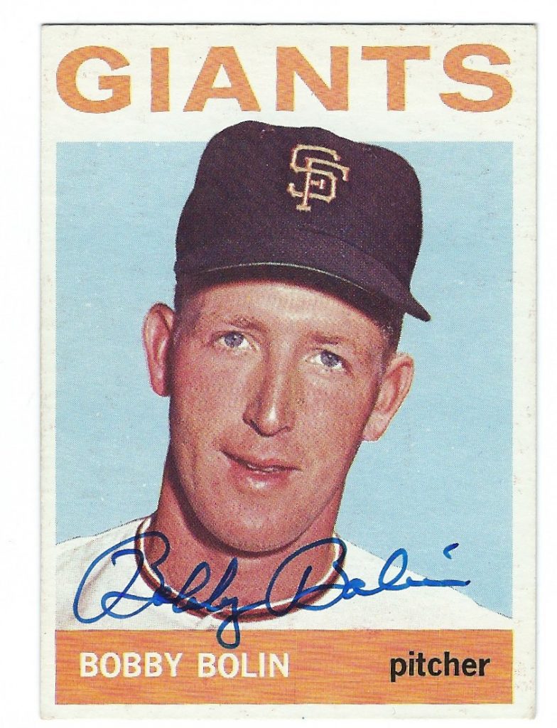 Autographed BOB BOLIN 1964 Topps Card - Main Line Autographs