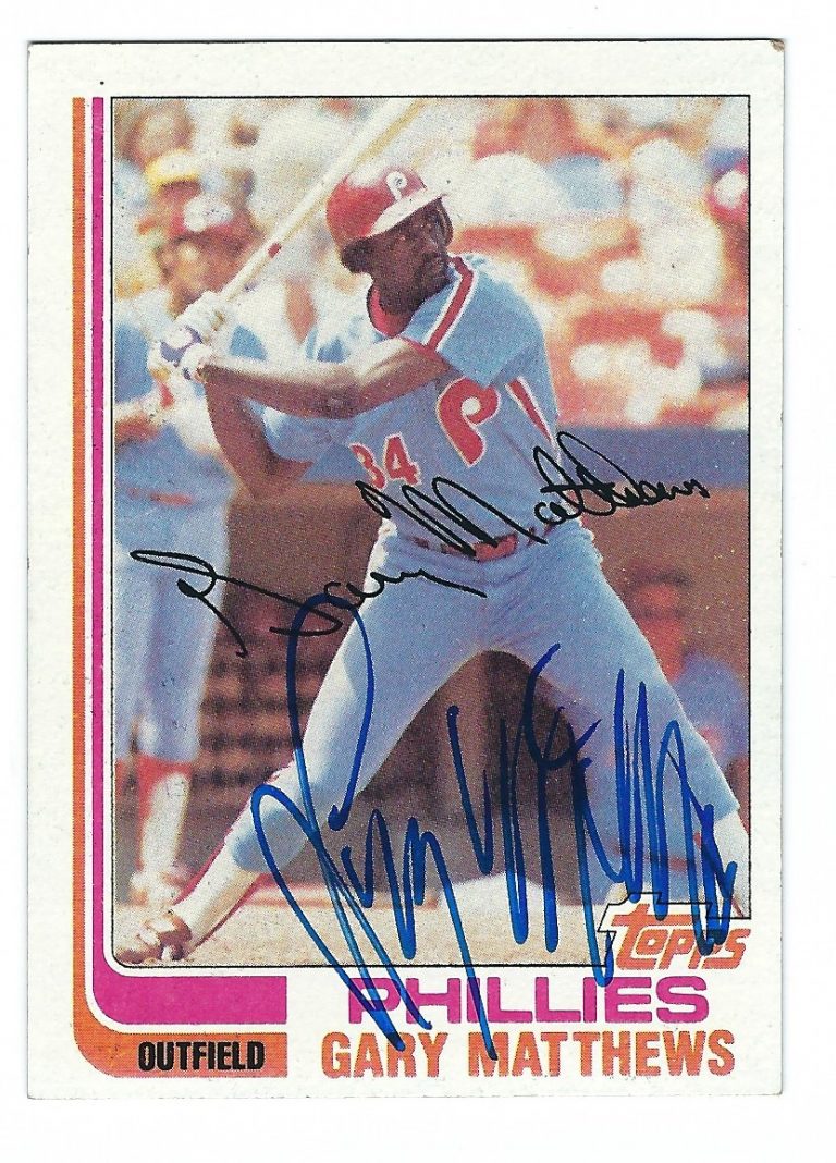 Autographed GARY MATTHEWS 1982 Topps Card - Main Line Autographs