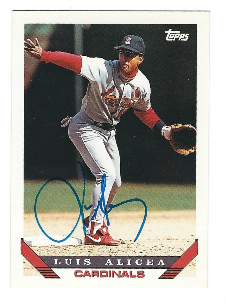 Autographed LUIS ALICEA 1993 TOPPS Card - Main Line Autographs