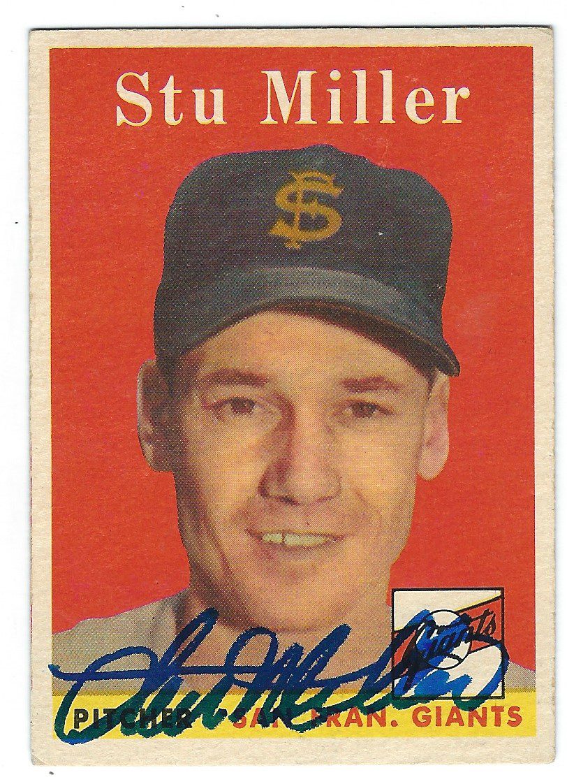 Autographed STU MILLER 1958 Topps Card - Main Line Autographs