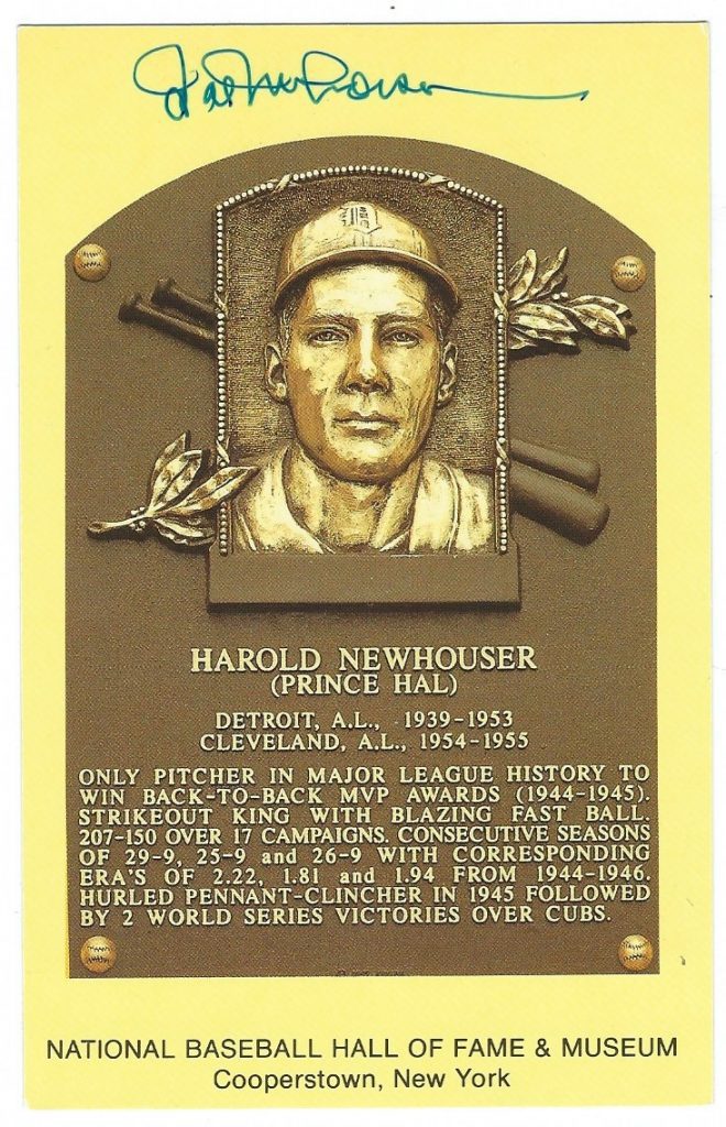 Hal Newhouser Hall of Fame Gold Plaque - Main Line Autographs