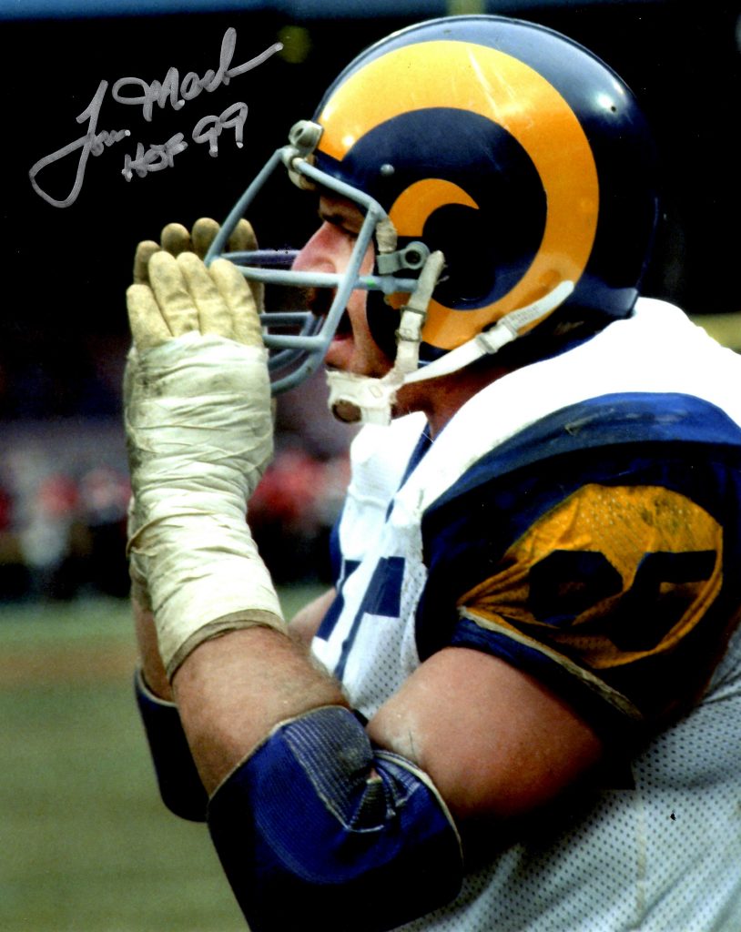 AUTOGRAPHED TOM MACK 8x10 Los Angeles Rams Photo - Main Line Autographs