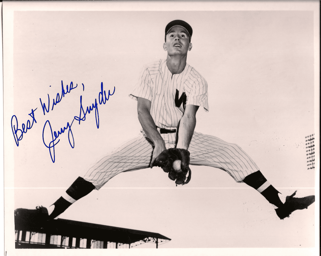 AUTOGRAPHED photo JERRY SNYDER Washington Senators - Main Line Autographs
