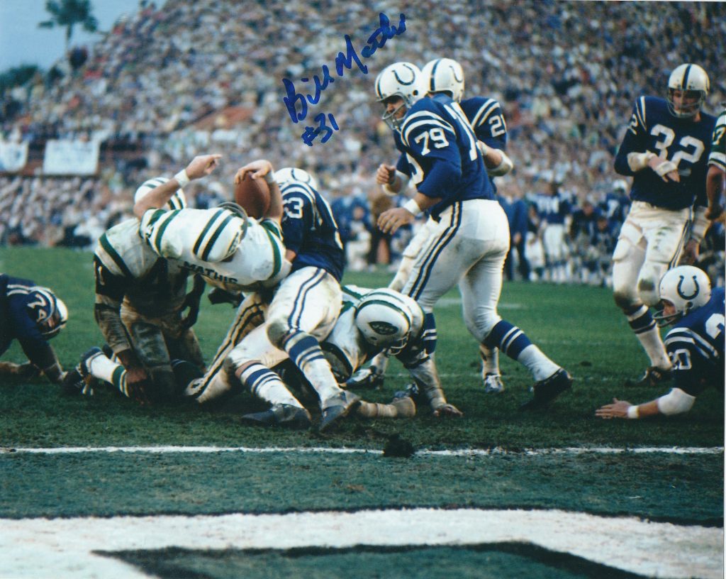 Autographed BILL MATHIS 8X10 New York Jets photo - Main Line Autographs