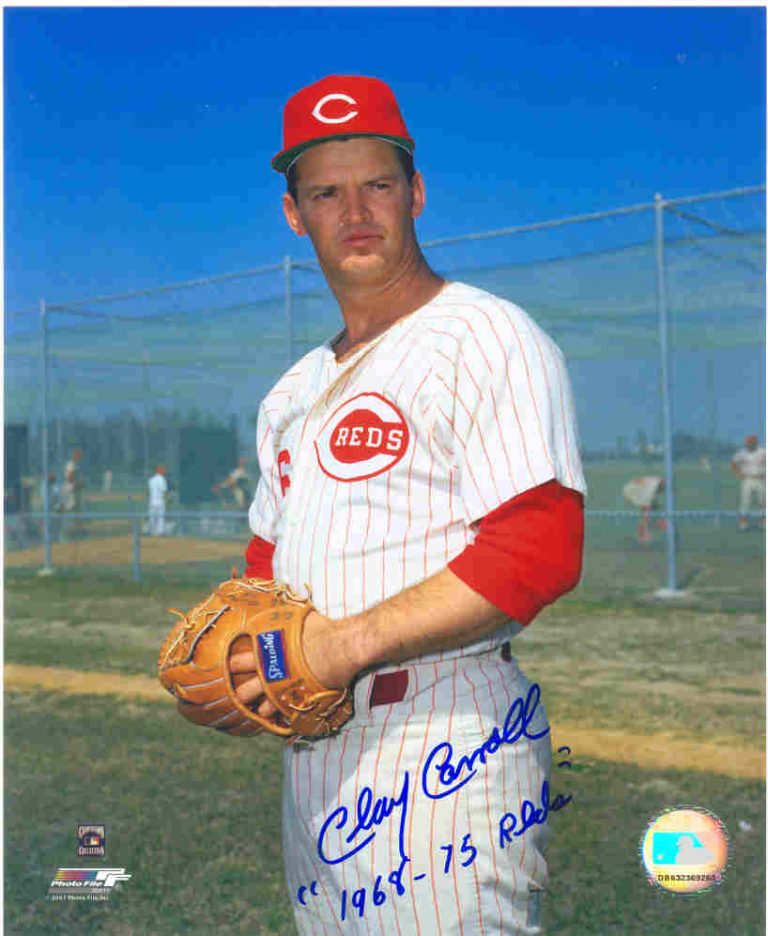AUTOGRAPHED CLAY CARROLL 8x10 Cincinnati Reds Photo - Main Line Autographs