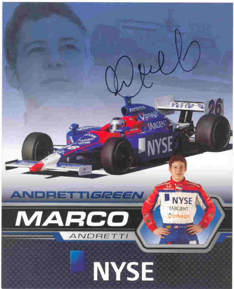AUTOGRAPHED SIGNED photo MARCO ANDRETTI Indy Racing - Main Line Autographs