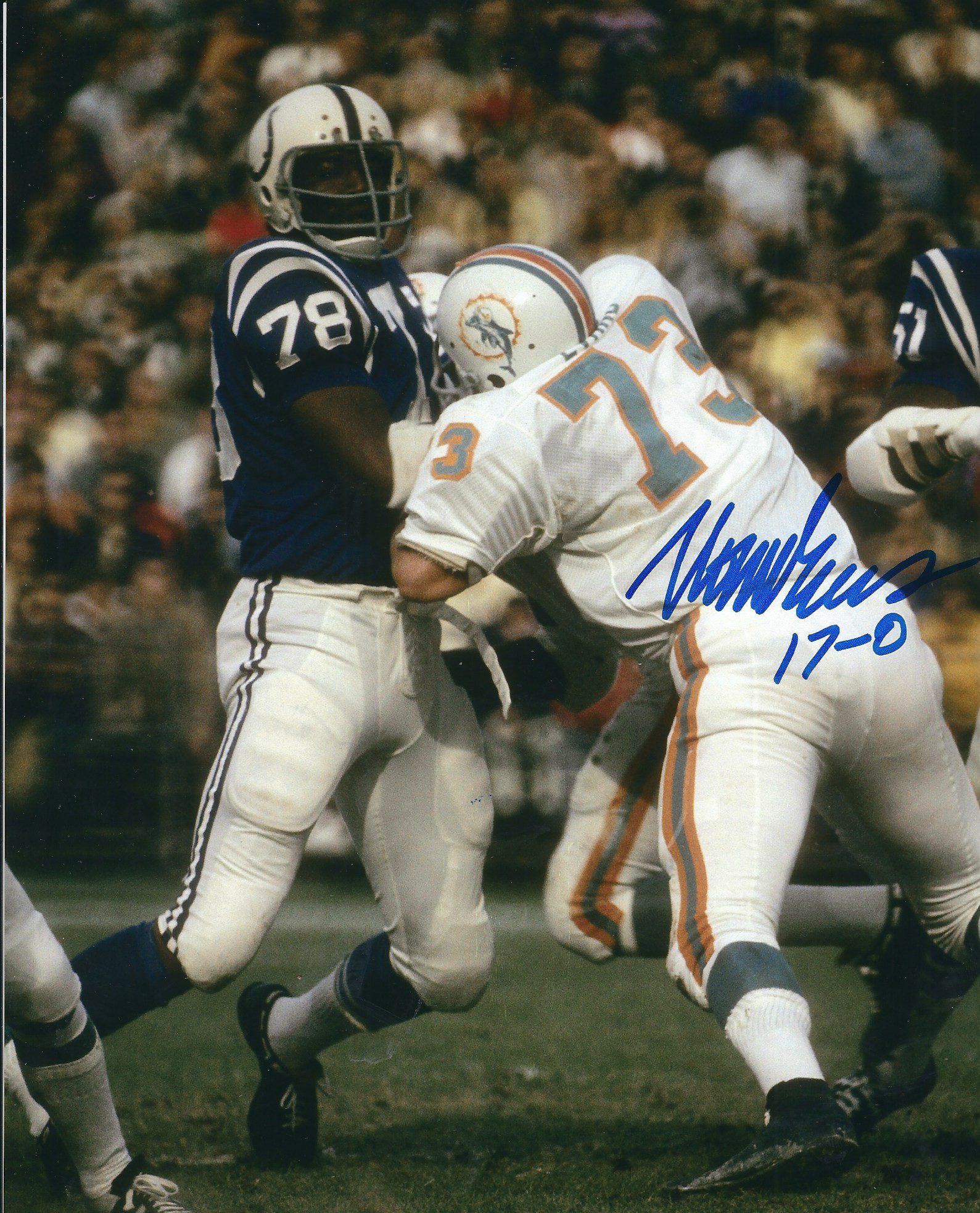 Autographed NORM EVANS Miami Dolphins 8X10 Photo - Main Line Autographs