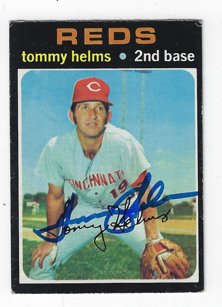 Autographed TOMMY HELMS Cincinnati Reds 1971 Topps Card - Main Line ...