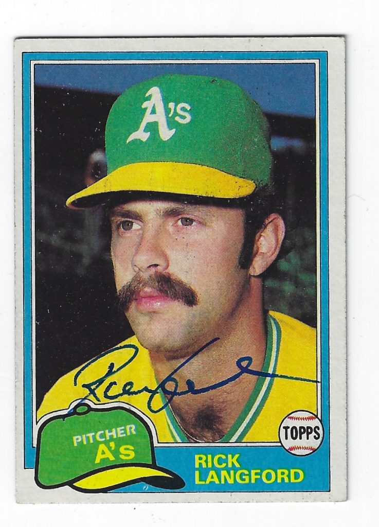 Autographed RICK LANGFORD 1981 Topps Card - Main Line Autographs
