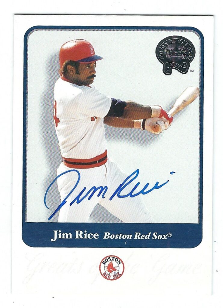 Autographed JIM RICE 2001 Fleer Greats of the Game Card - Main Line ...