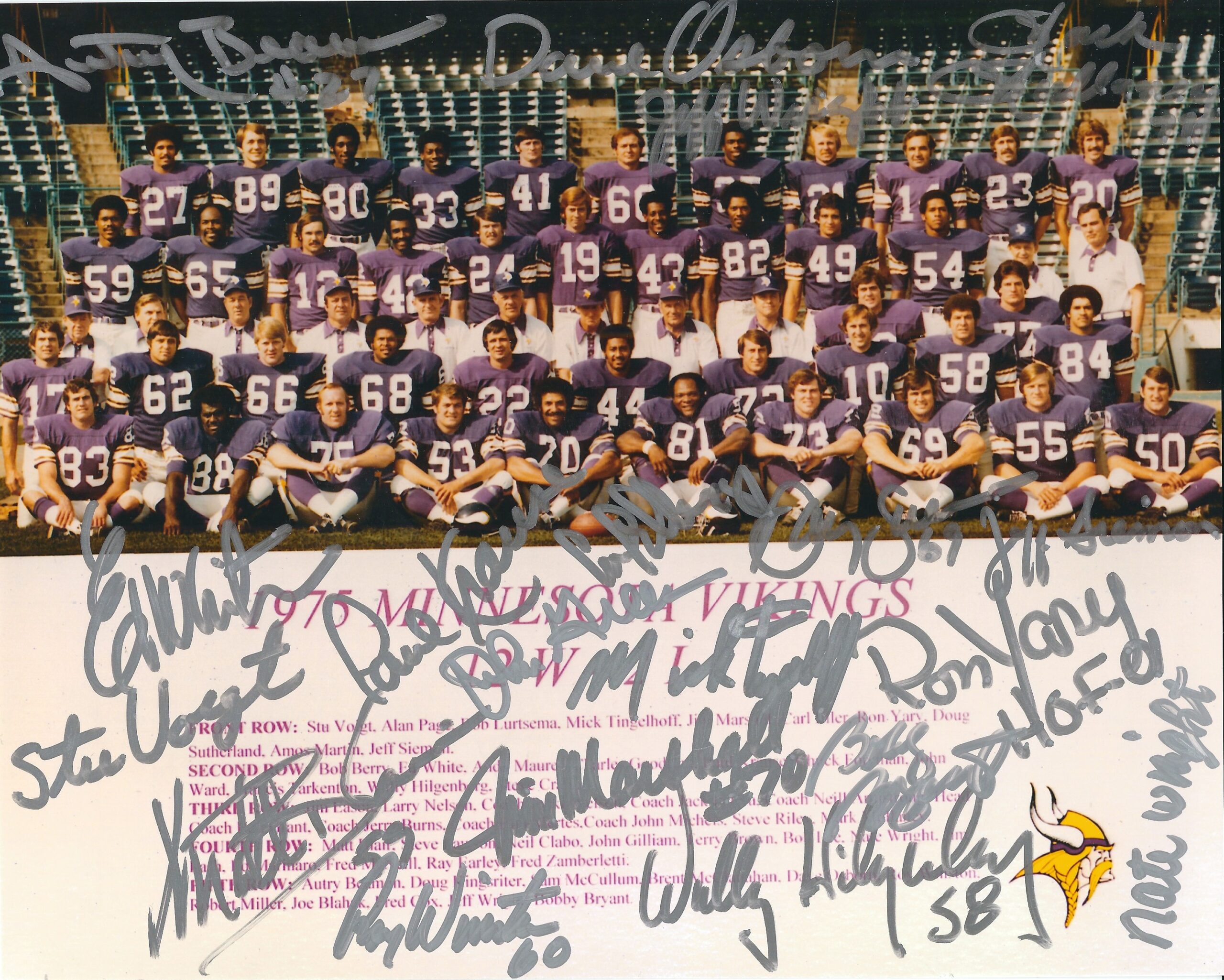 Autographed 1976 Vikings Team 8X10 photo 18 Signatures | Main Line ...