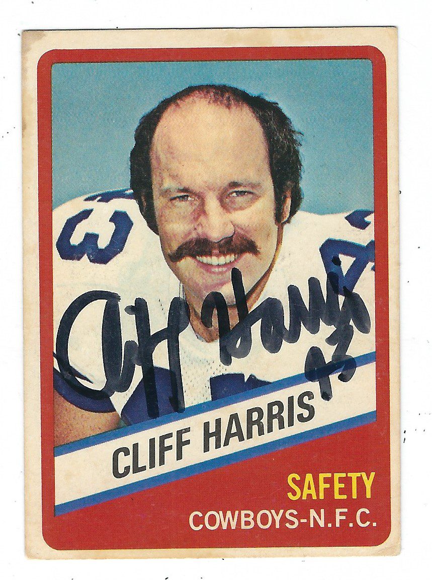 Autographed CLIFF HARRIS Dallas Cowboys 1976 Topps Wonder Bread Card ...