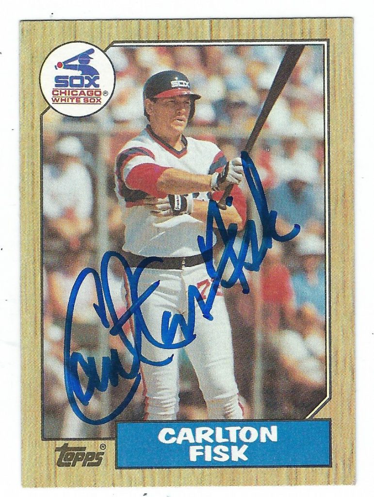 Autographed CARLTON FISK 1987 Topps card - Main Line Autographs