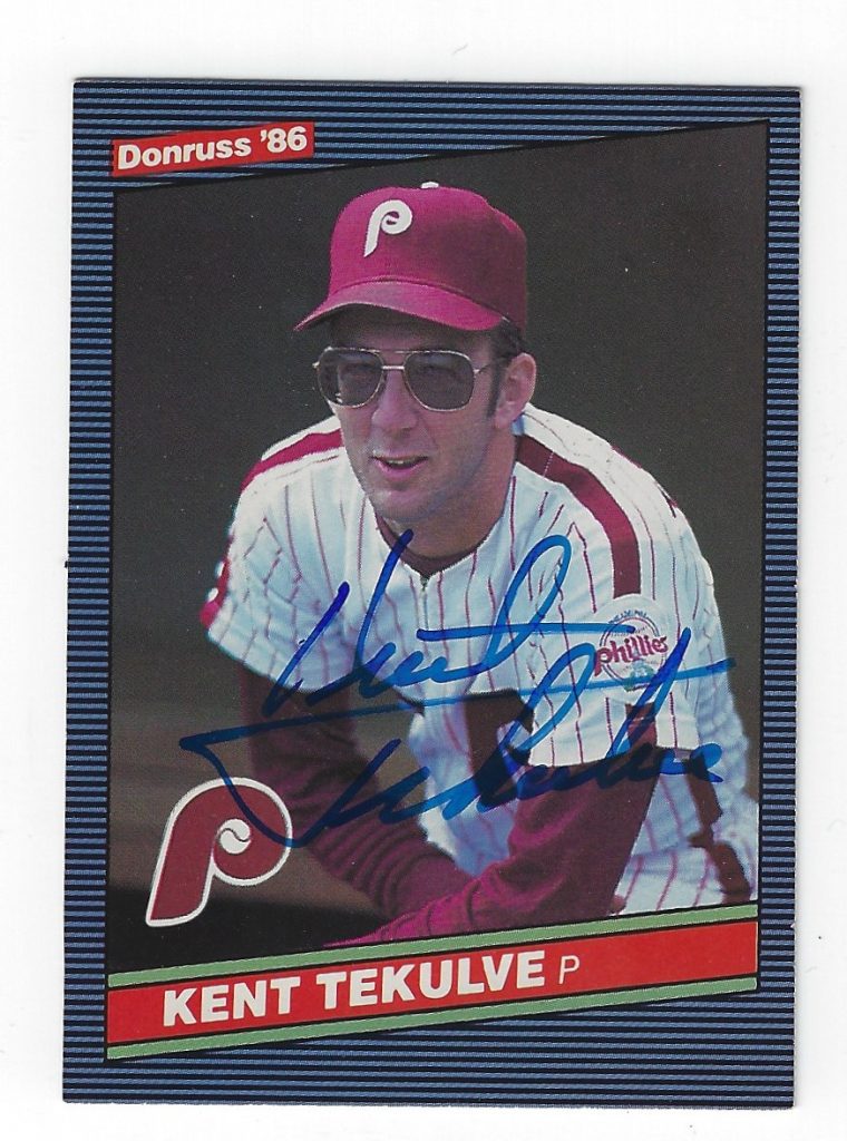 Autographed KENT TEKULVE 1986 Donruss Card - Main Line Autographs