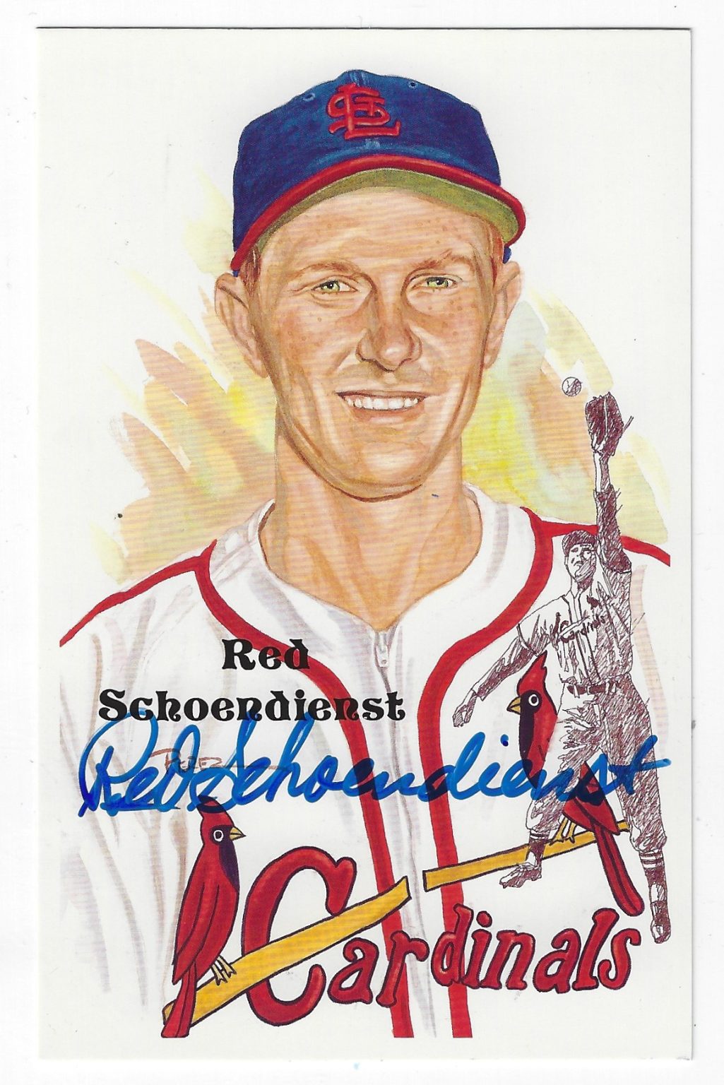 Autographed RED SCHOENDIENST St. Louis Cardinals Perez-Steele Postcard ...