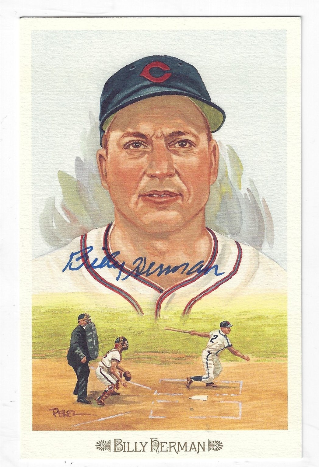Autographed BILLY HERMAN Chicago Cubs Perez-Steele Celebration Postcard ...