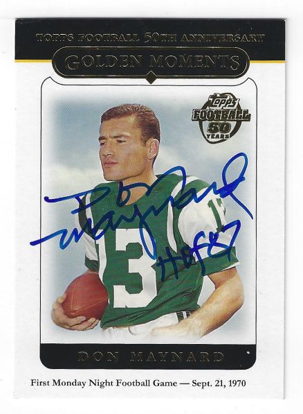 Autographed DON MAYNARD New York Jets 2005 Topps Golden Moments Card ...