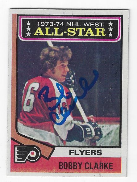 BOBBY CLARKE Philadelphia Flyers Autographed 1974-75 Topps Card - Main ...