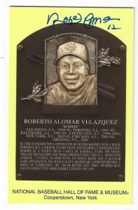 Autographed ROBERTO ALOMAR Hall of Fame Gold Plaque Post Card - Main ...