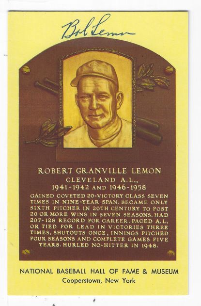 Autographed Bob Lemon Hall of Fame Gold Plaque - Main Line Autographs Autographed Bob Lemon Hall of Fame Gold Plaque - Main Line Autographs