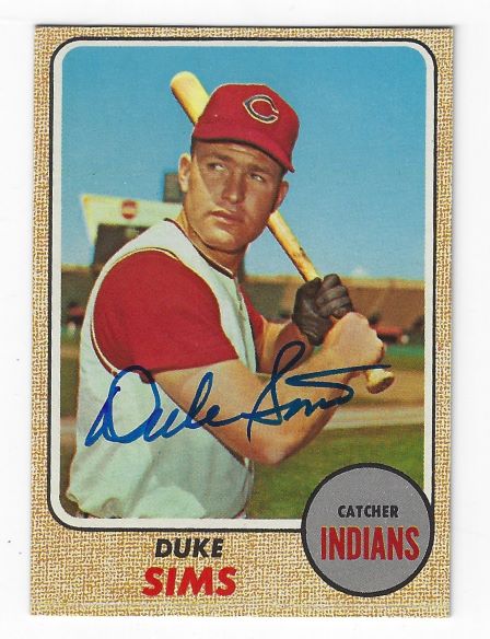 Autographed Duke Sims Cleveland Indians 1968 Topps Card - Main Line ...