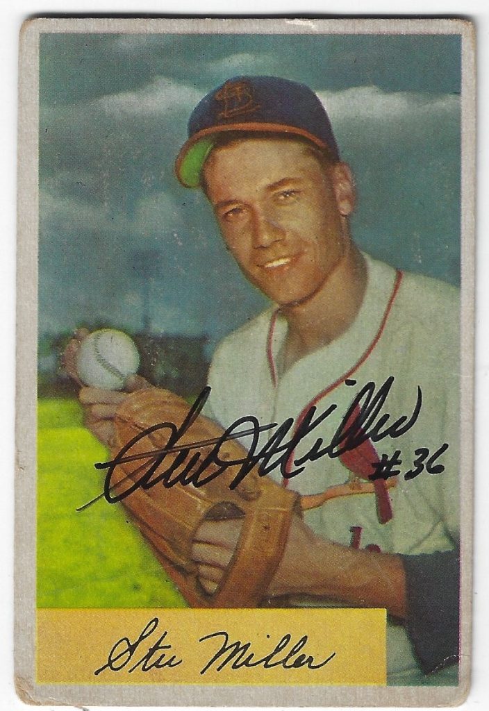 Autographed STU MILLER St. Louis Cardinals 1954 Bowman Card - Main Line ...