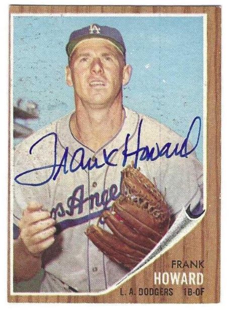 Autographed FRANK HOWARD Los Angeles Dodgers 1962 Topps Card - Main ...