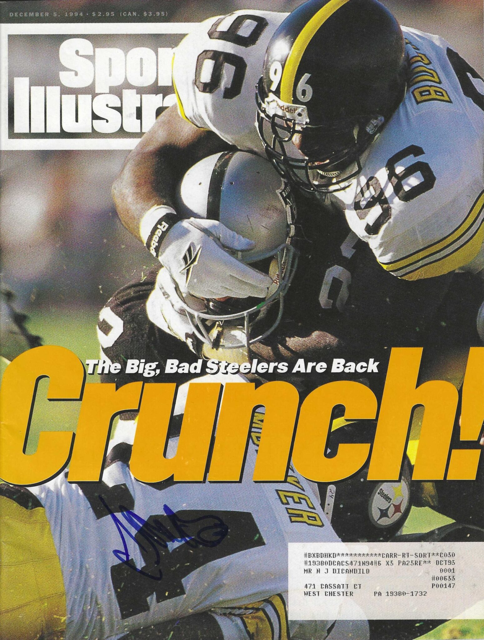 Autographed Tim McKyer Pittsburgh Steelers Sports Illustrated Magazine ...
