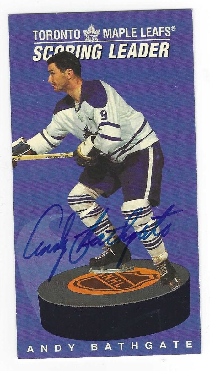 Autographed 1994 Parkhurst ANDY BATHGATE Toronto Maple Leafs Tall Boy ...