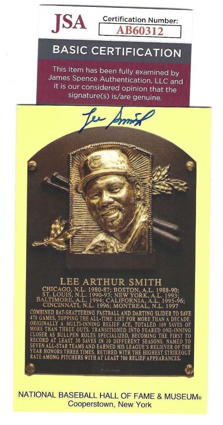 Autographed Lee Smith Hall of Fame Gold Plaque Post Card w/ JSA COA ...